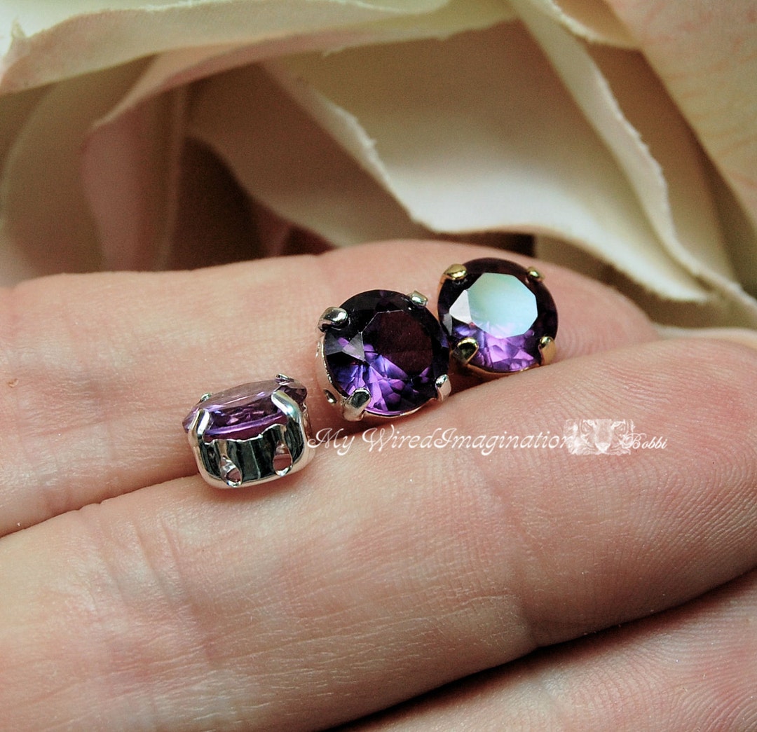 Alexandrite 8.5mm Color Change Lab Created Faceted Gemstone, With Solid ...