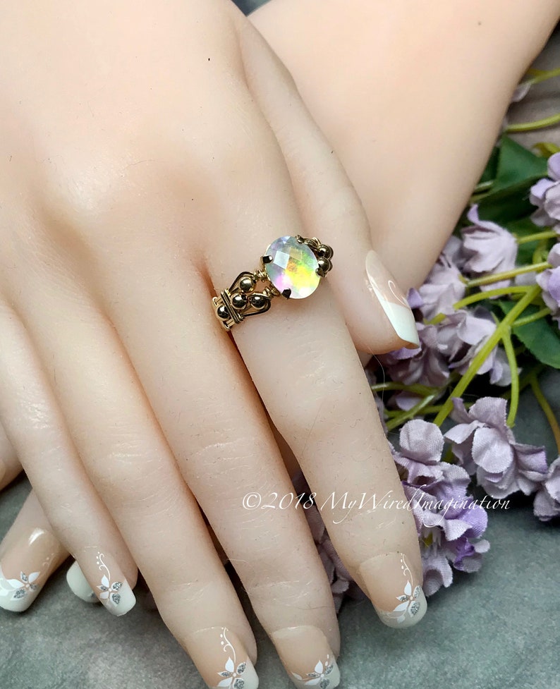 Rainbow Quartz Doublet Handmade Ring Rainbow Moonstone - Etsy