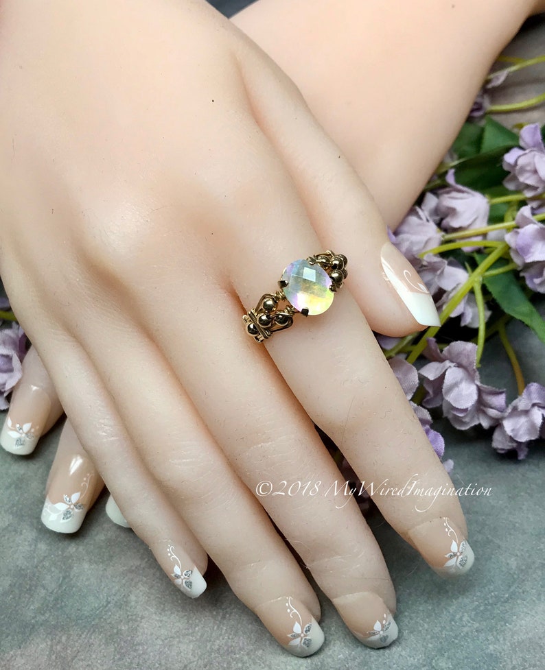 Rainbow Quartz Doublet Handmade Ring Rainbow Moonstone - Etsy