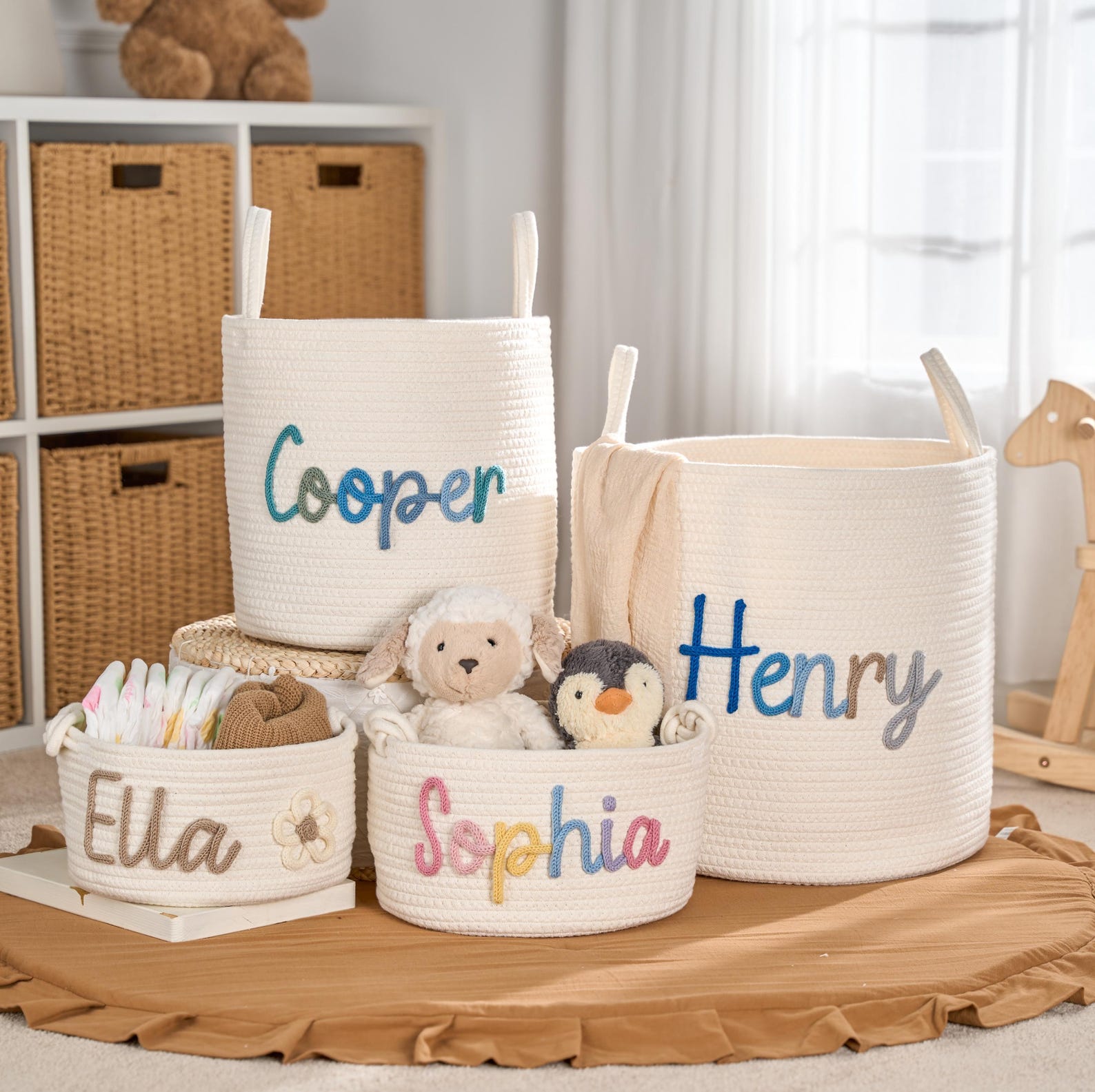 Personalized Rope Cotton Baby Basket: Nursery Toy Storage - Etsy