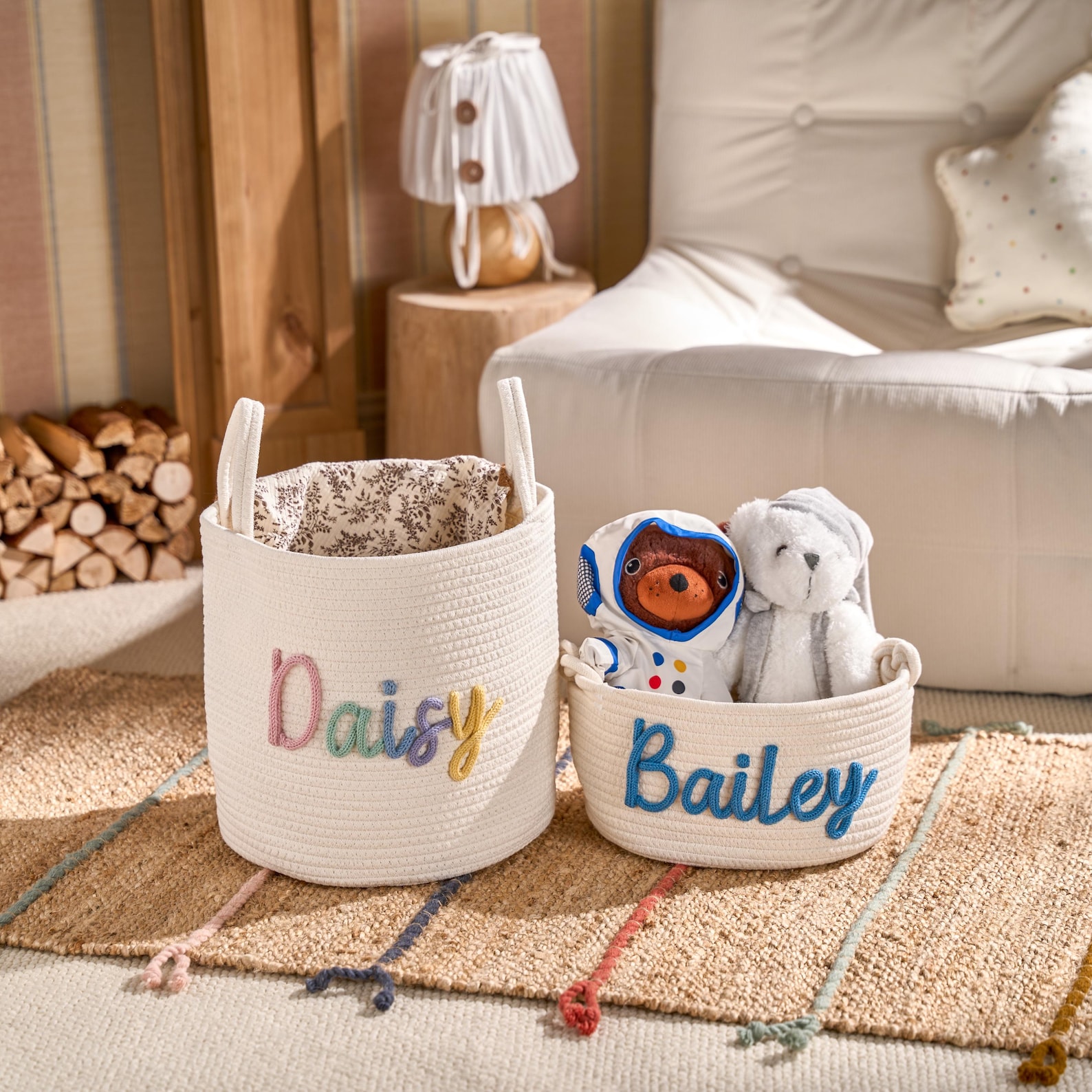 Personalized Rope Cotton Baby Basket: Nursery Toy Storage - Etsy
