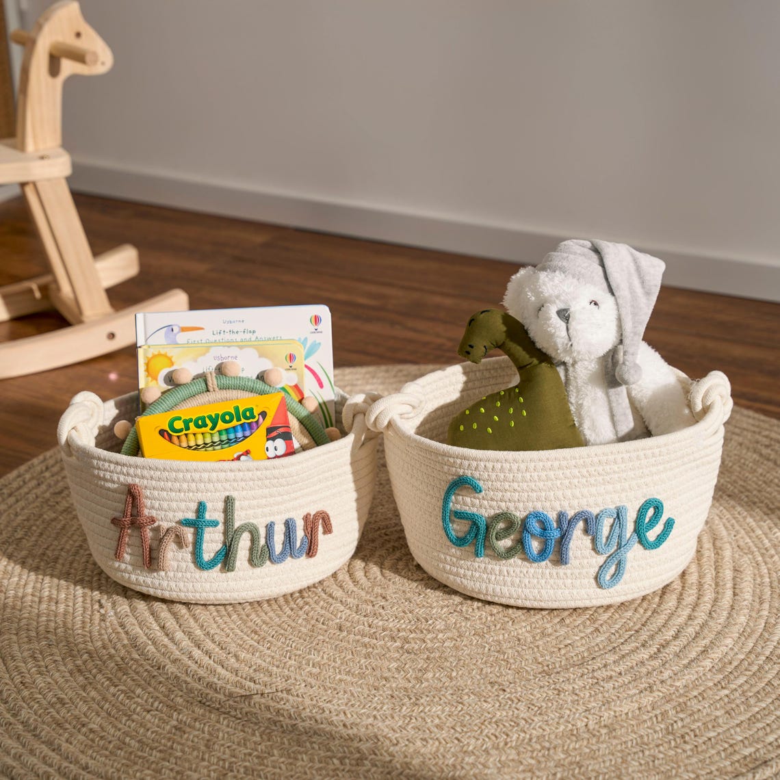 Personalized Rope Cotton Baby Basket: Nursery Toy Organizer - Etsy