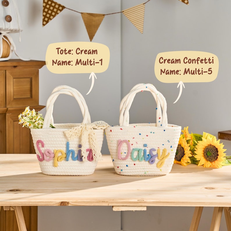 Personalized Kids Handbag: Custom Woven Cotton Tote With Name - Etsy