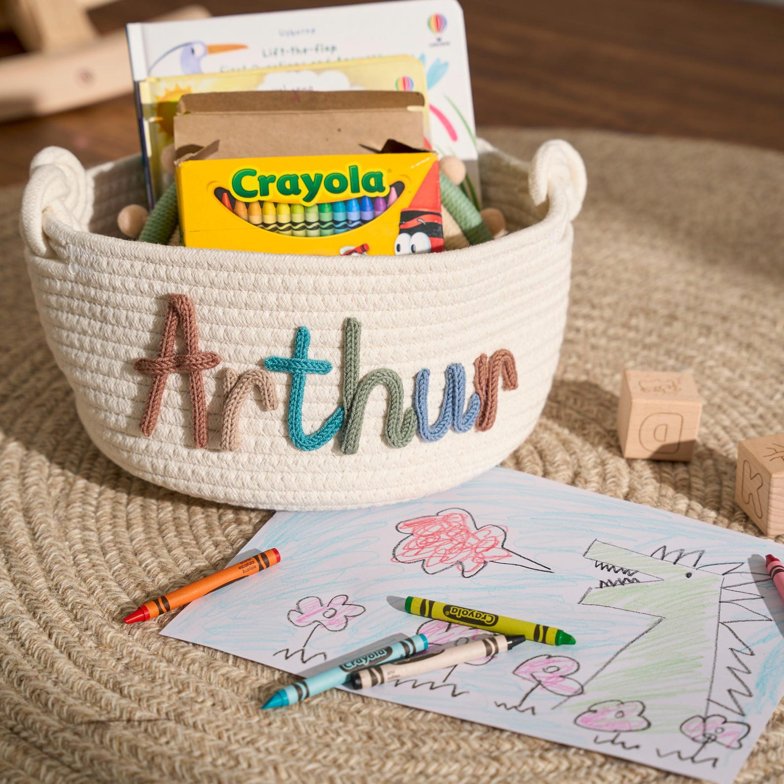 Personalized Rope Cotton Baby Basket: Nursery Toy Organizer - Etsy
