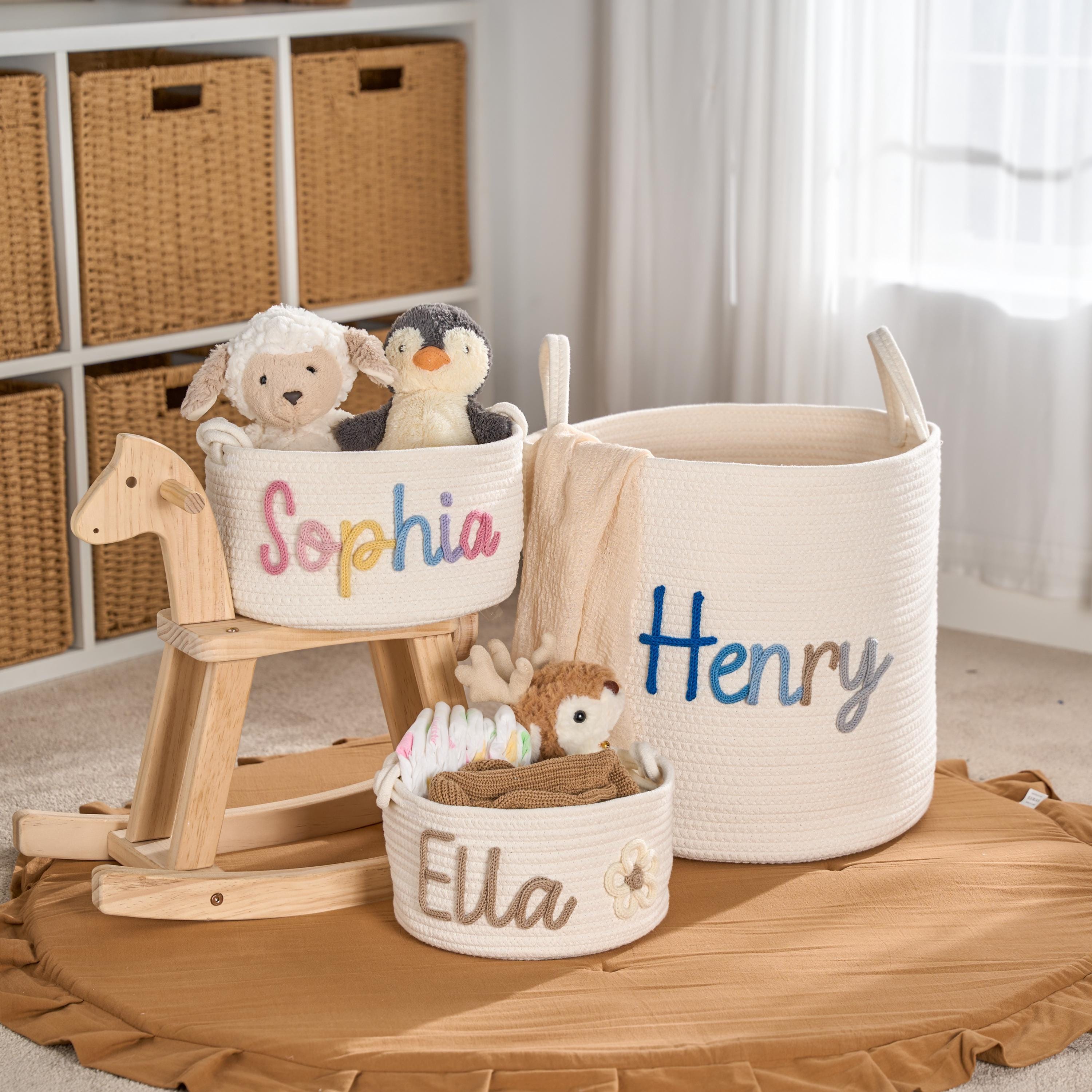 Personalized Rope Cotton Baby Basket: Nursery Toy Storage - Etsy