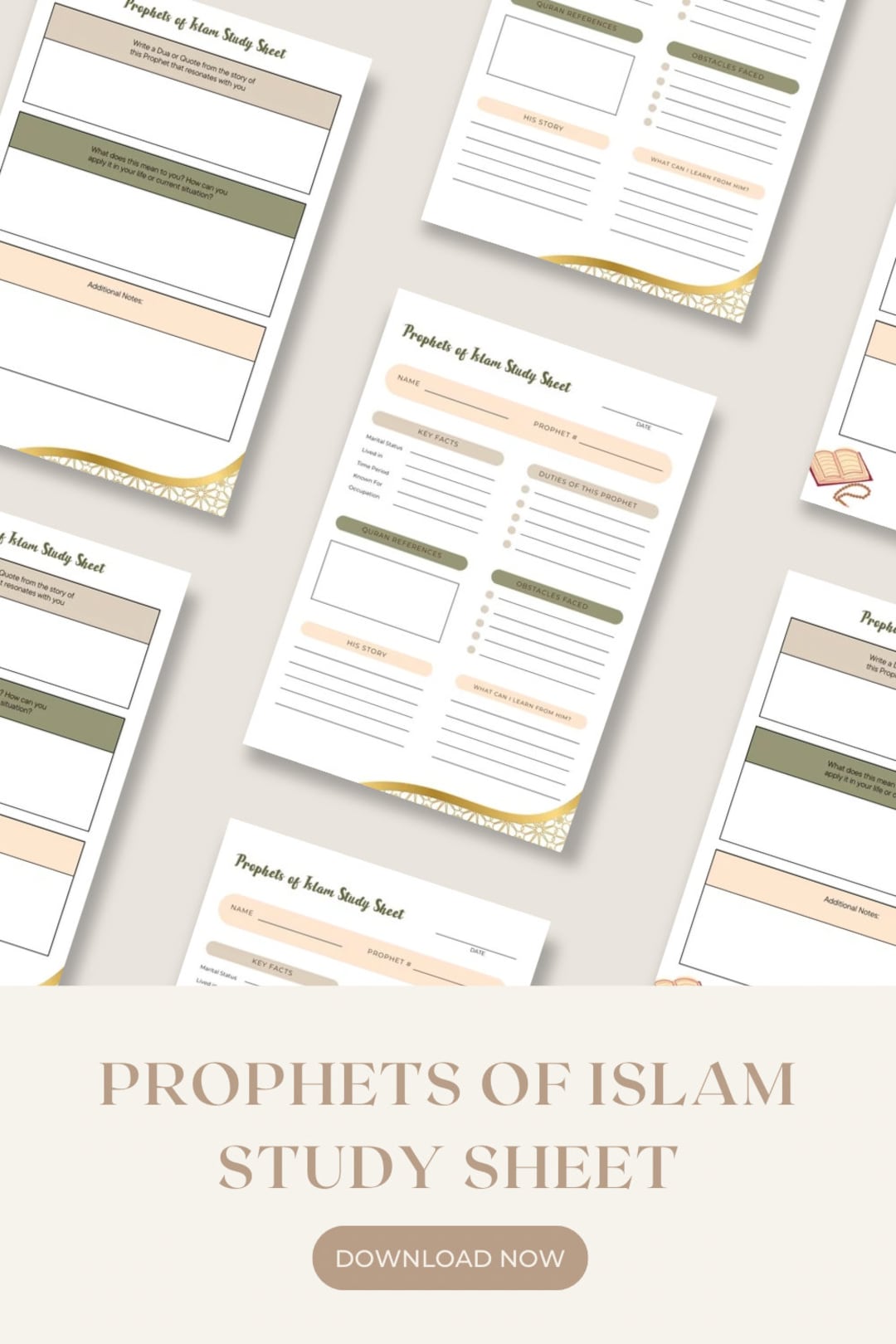 Quranic Studies - Prophets of Islam Study Sheet - Deen Journal ...