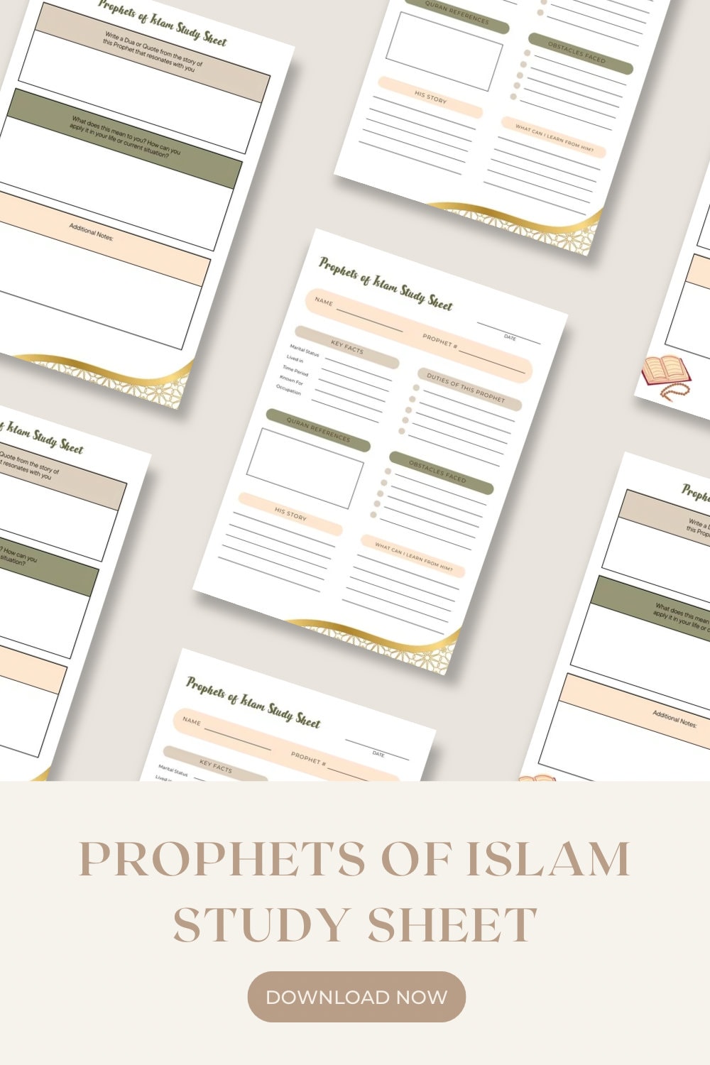 Quranic Studies - Prophets of Islam Study Sheet - Deen Journal ...