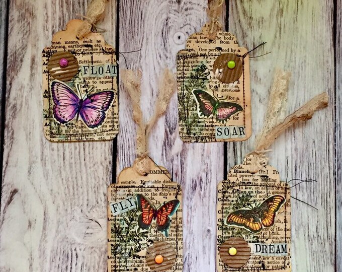Word Butterflies Tags for Junk Journals Handmade - Etsy