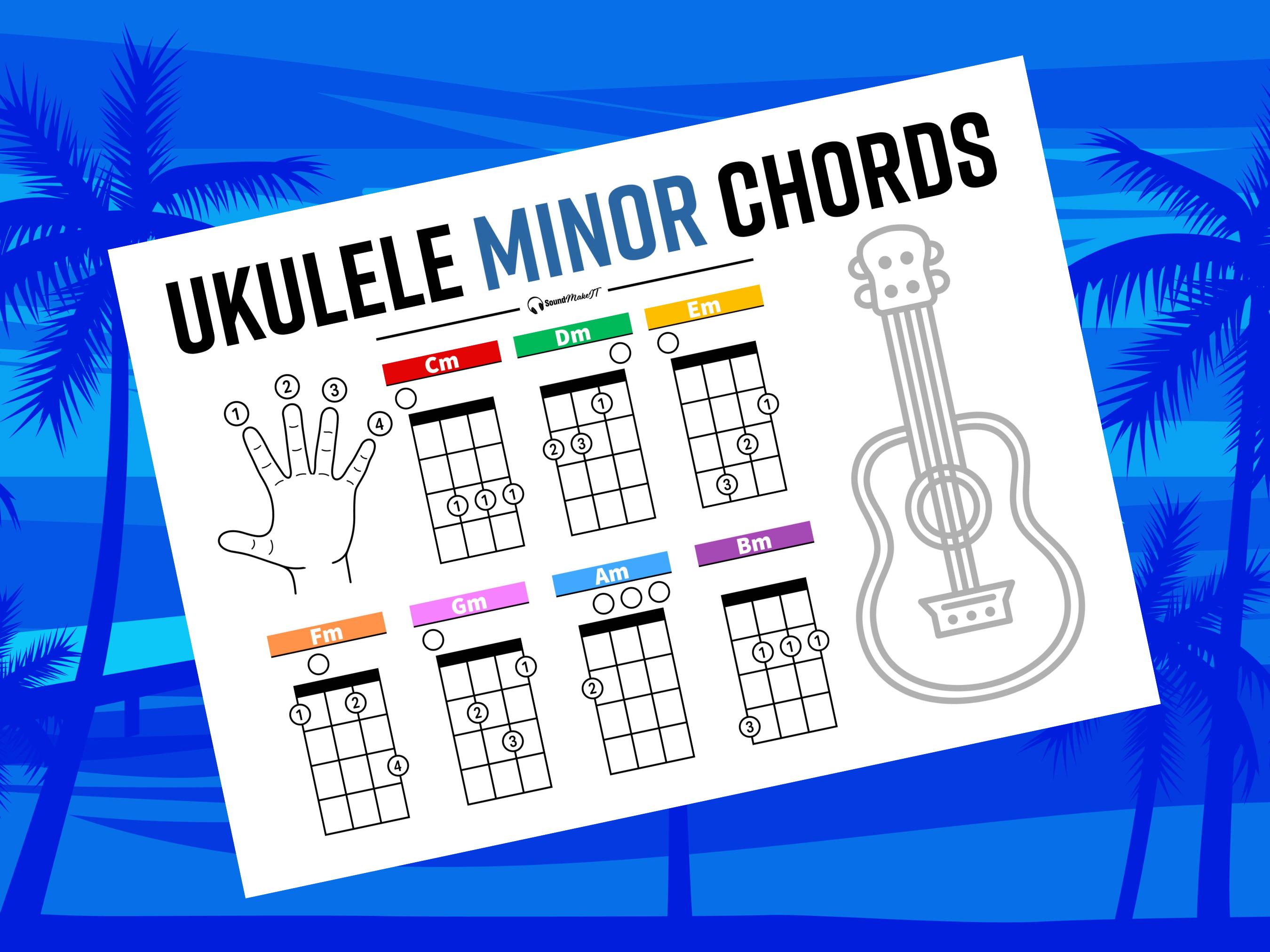 Large Ukulele Minor Chords Chart | Beginner-friendly | Easy-to ...