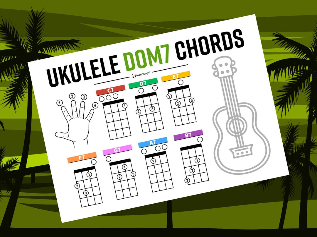 Ukulele Dominant 7th Chords Chart Beginner-friendly Easy Finger ...