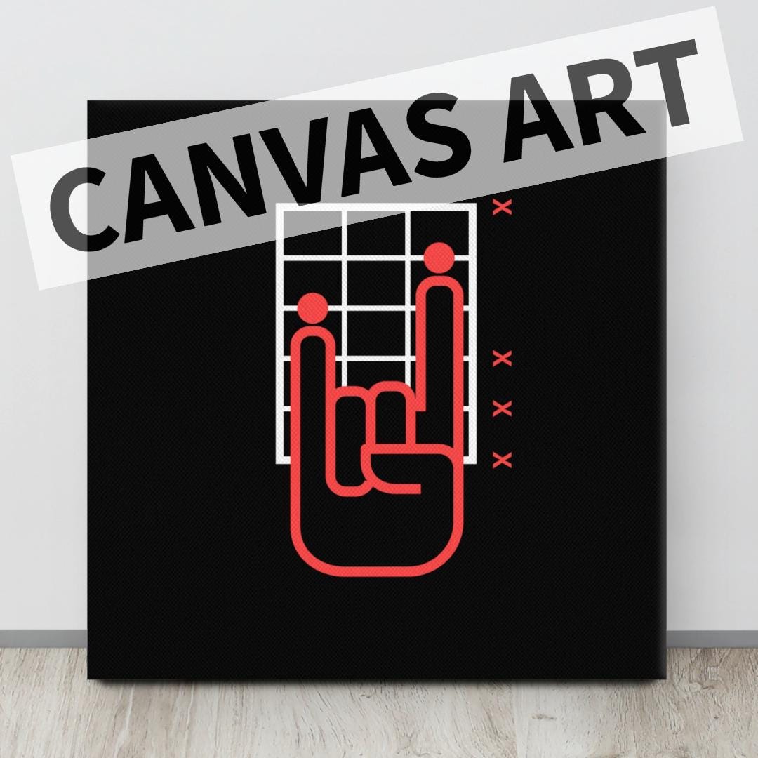 Rock Hand Sign With Power Chord Canvas Art Vivid, Fade-resistant Design ...
