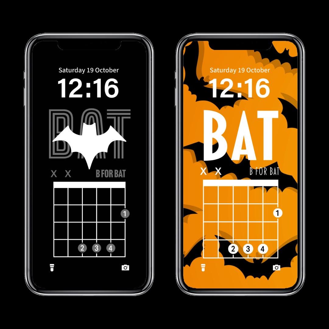 B for Bat Guitar Chord Phone Wallpaper B Chord Fun Design for Kids ...