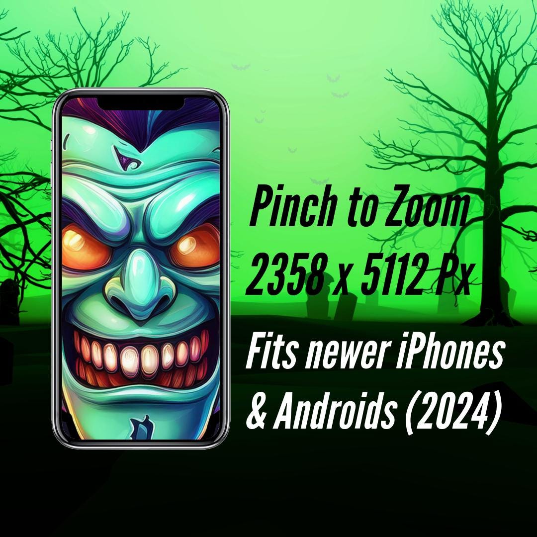 Green-faced Monster With Purple Hair Halloween Phone Wallpaper Hi-res ...