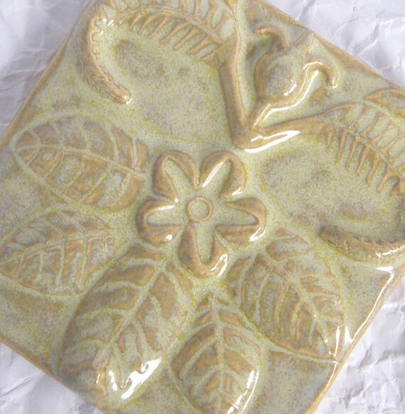 Items similar to Primrose Flower Decorative Ceramic Tile in Sea Mist ...
