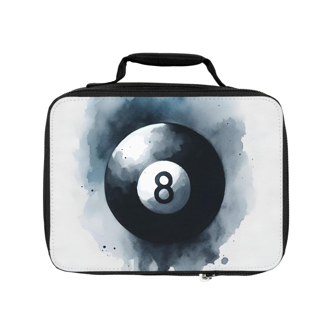 8 Ball Watercolor Lunch Bag - Black, White, Indigo - Pool, Billiards ...