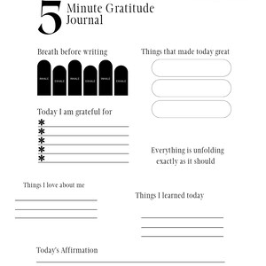 Daily Gratitude Printable Journal Pages - Etsy