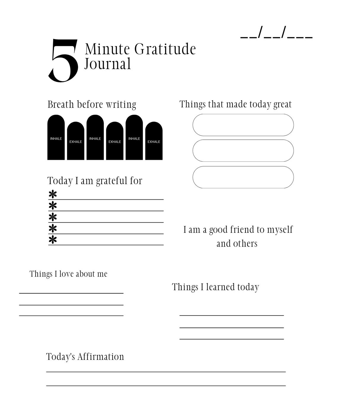Daily Gratitude Printable Journal Pages - Etsy