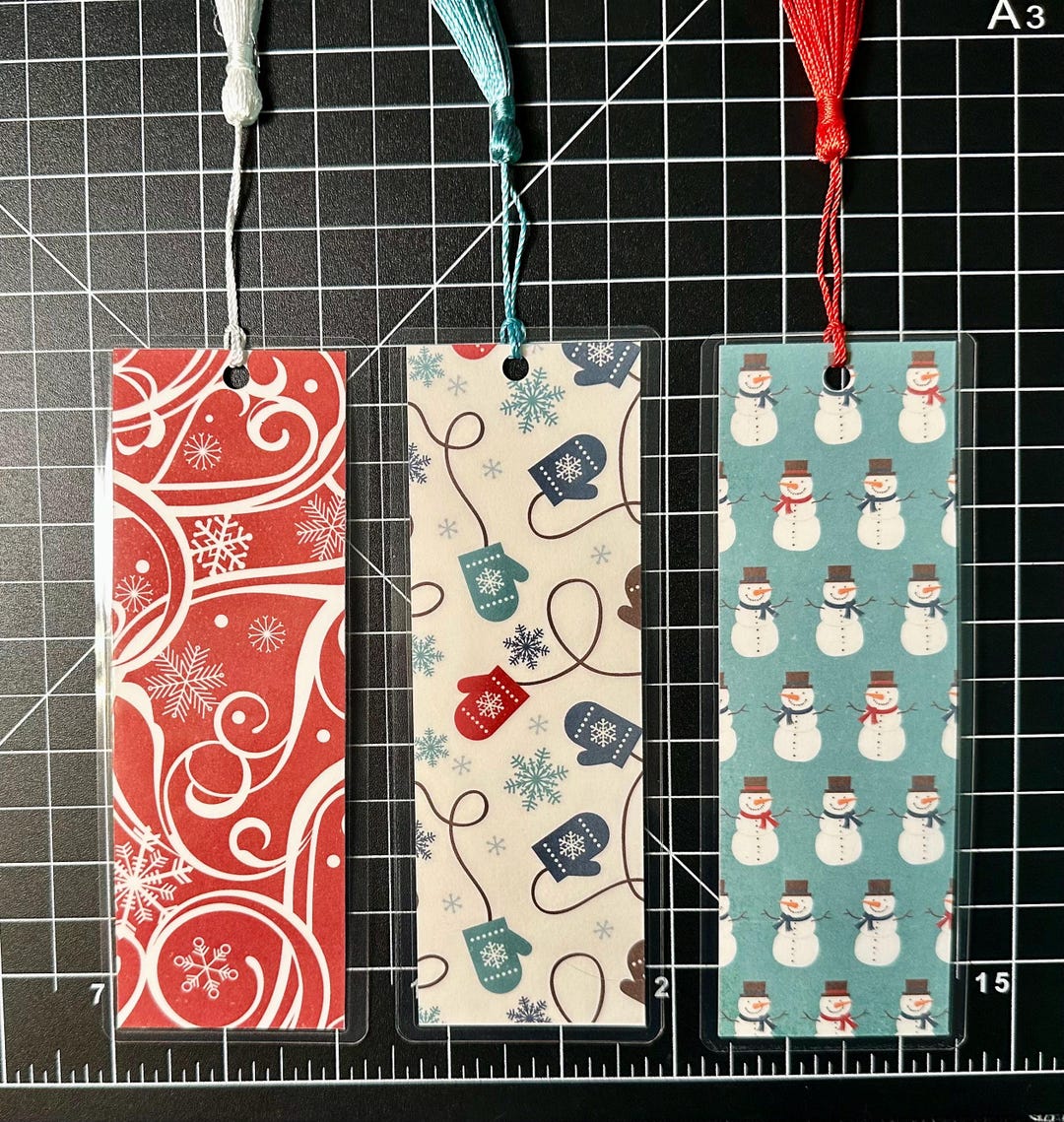 Snowflakes Double Sided Bookmarks Set of 3 Stocking Stuffer Gift Reader ...