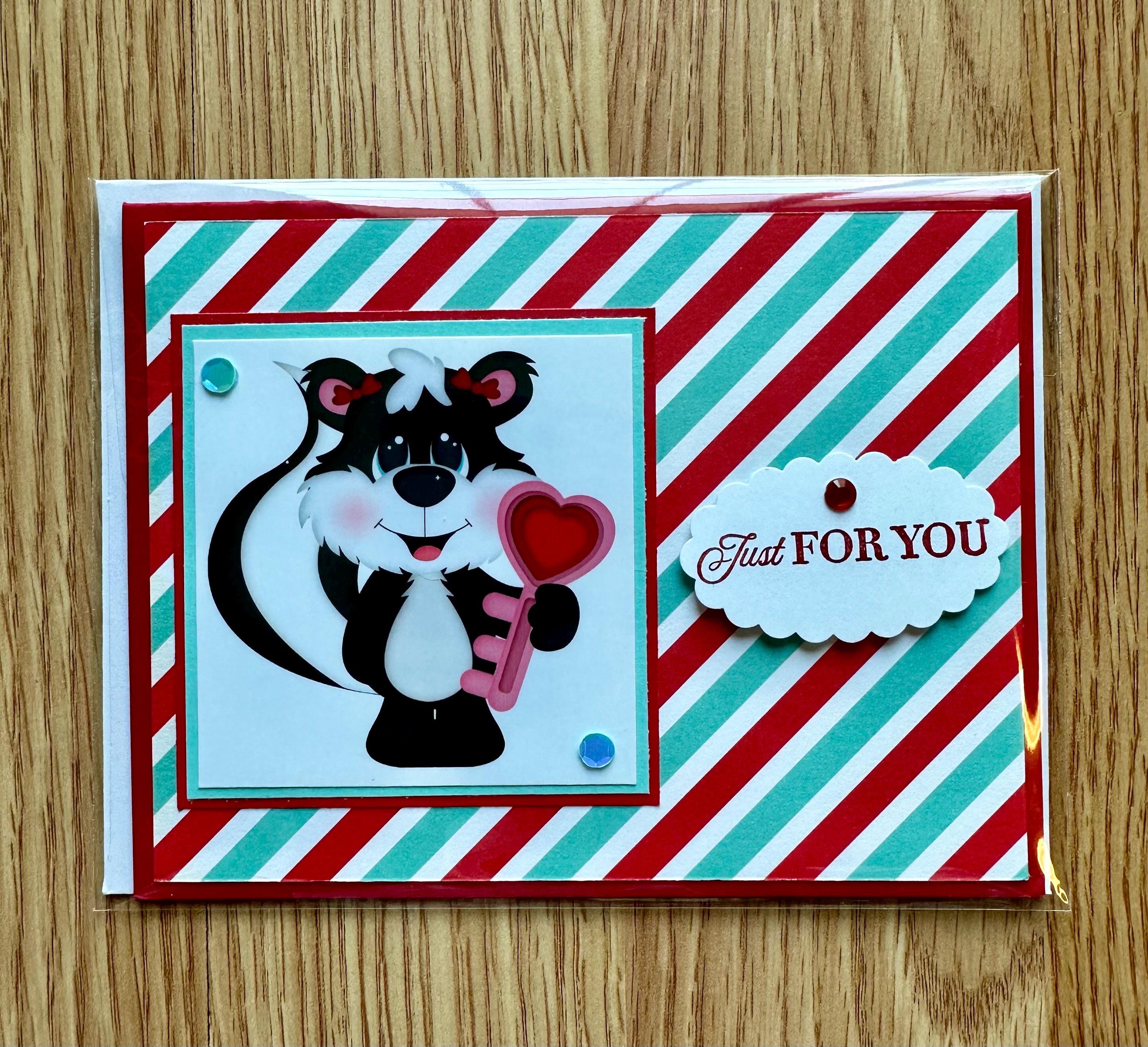 Skunk Stinkin Cute Valentines Day Cards White Pink Red Black - Etsy