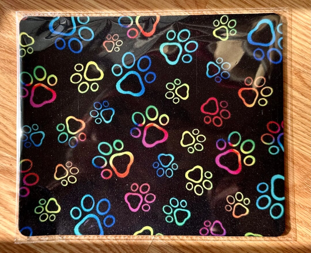 Black With Rainbow Paw Prints Mousepad Animal Lover Cat Dog - Etsy