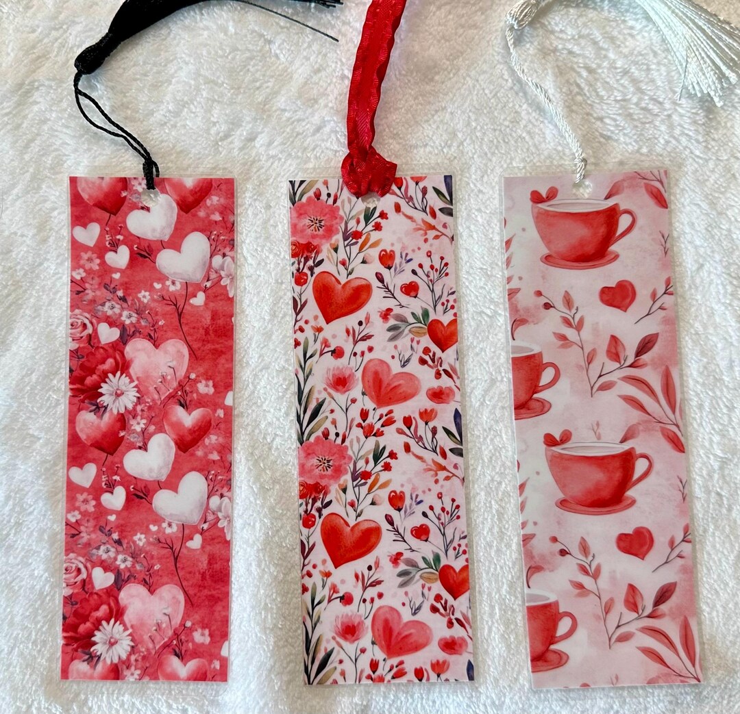 Valentine Heart Bookmarks Set of 3 Stocking Stuffer Gift Reader Read - Etsy