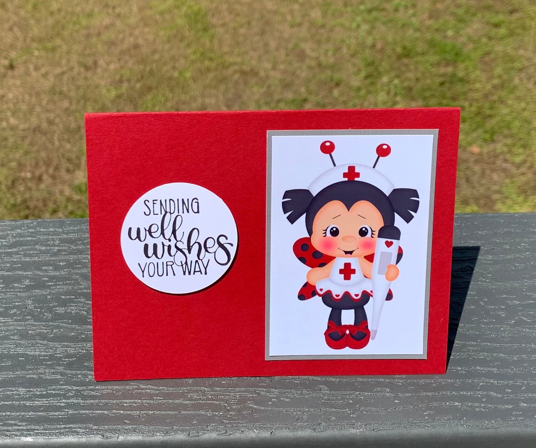 Get Well Ladybug Red Card - Etsy