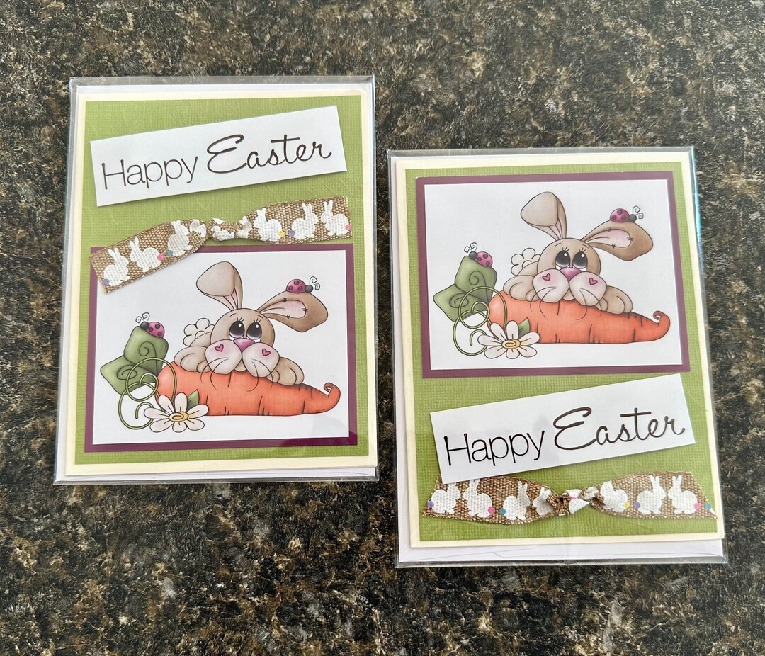 Happy Easter Bunny Carrot Cards - Etsy
