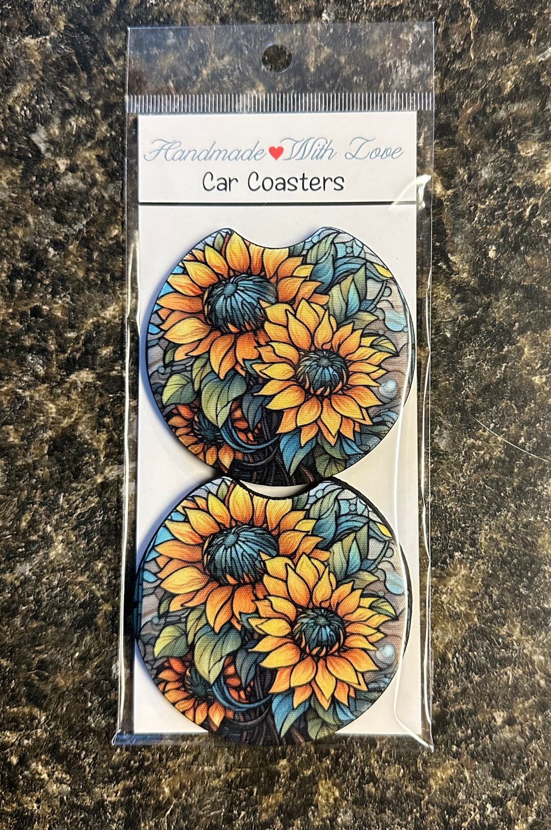 Sunflower Car Coasters Set 2 Gift Birthday Valentines Day Him or Her - Etsy