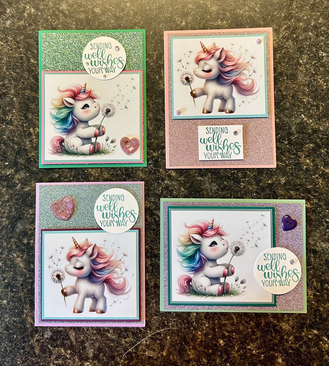 Unicorn Watercolor Sending Well Wishes Your Way Cards Pastel Colors ...