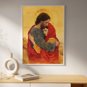 Christ Embracing Mary Magdalene Art Print, Modern Maria Magdalena ...
