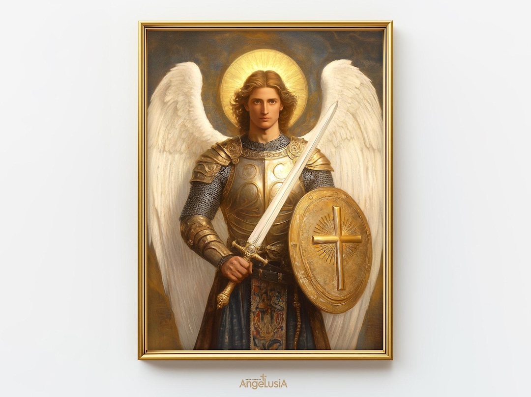 Saint Michael the Archangel Print - St Michael Archangel Art - Guardian Angel Wall Art ...