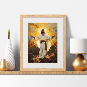 Printed Jesus Painting Poster - Christian Art, Religious Home Decor ...