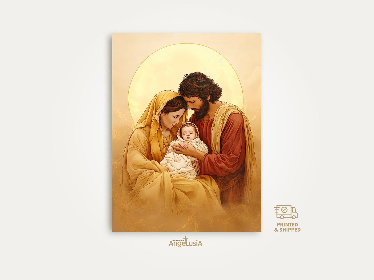 Birth of Jesus Printed Poster - Holy Family Wall Art - Cute Nativity ...