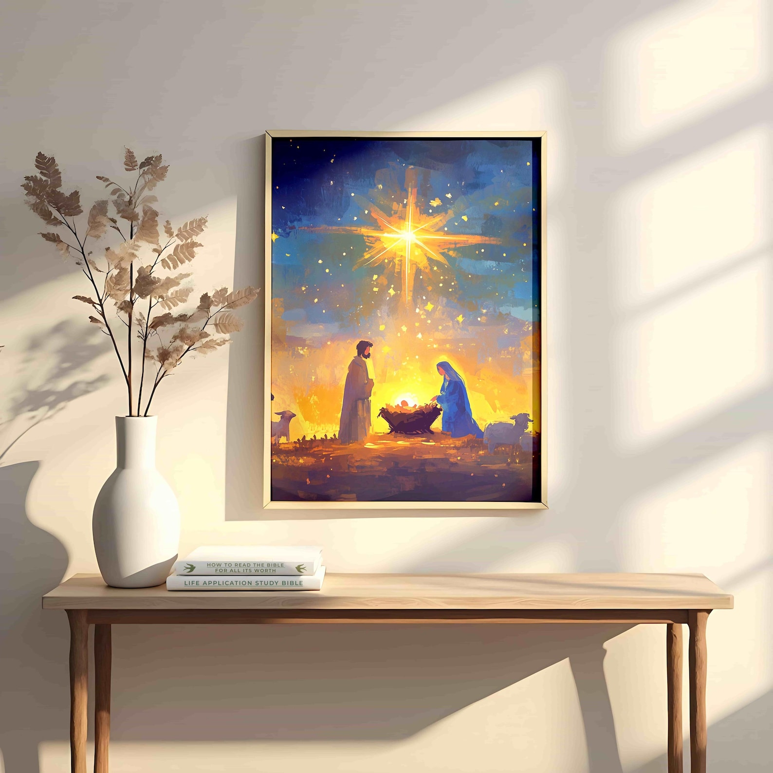 Jesus Birth Art Print - Holy Family Wall Decor - Nativity Scene Poster ...