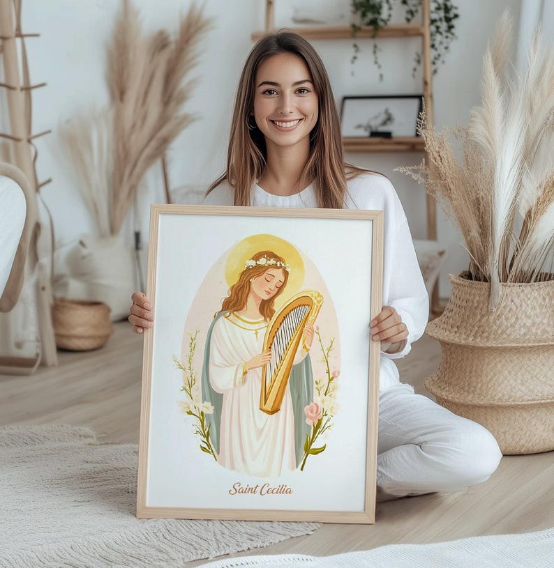 Saint Cecilia Print / Printed Poster of St. Cecilia / Christian Wall ...