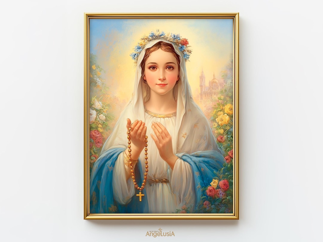 Blessed Virgin Mary Printed Poster - Marian Art - Our Lady Art Print ...