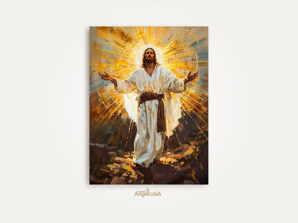 Printed Jesus Painting Poster - Christian Art, Religious Home Decor ...