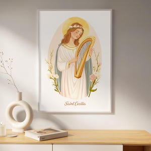 Saint Cecilia Print / Printed Poster of St. Cecilia / Christian Wall ...