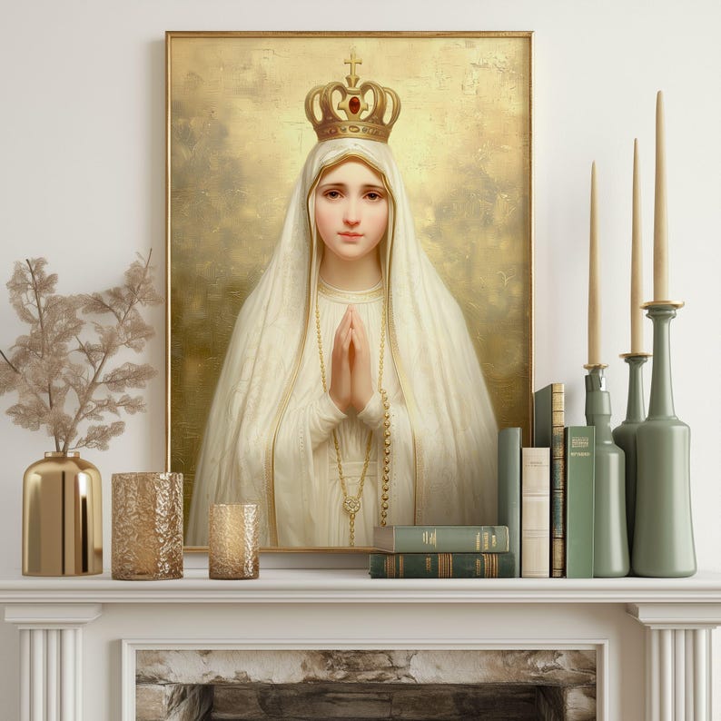 Our Lady of Fatima Art Print | Lady of Fatima Painting | Virgin Mary ...