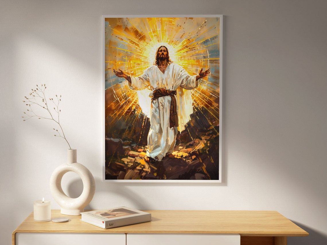 Printed Jesus Painting Poster - Christian Art, Religious Home Decor ...