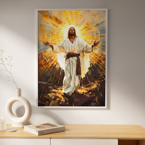 Printed Jesus Painting Poster - Christian Art, Religious Home Decor ...