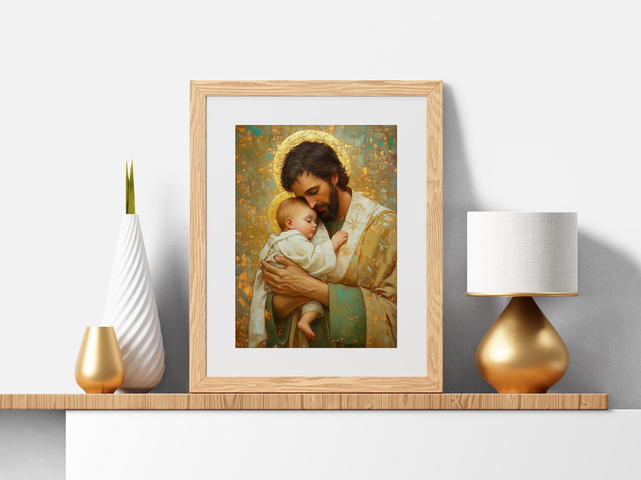 Saint Joseph Printed Poster / Saint Joseph Art Print / Joseph and Baby ...