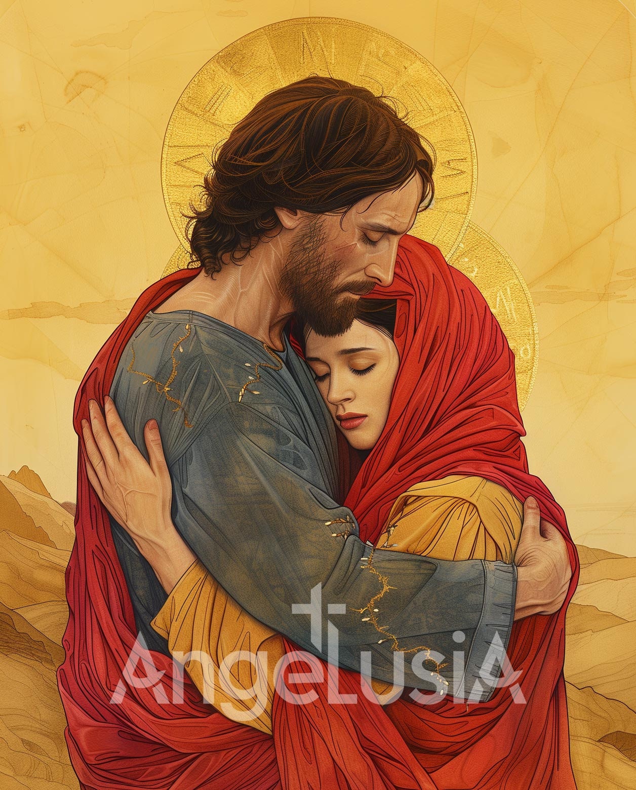 Christ Embracing Mary Magdalene Printed Poster, Modern Mary Magdalene ...