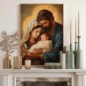 Holy Family Printed Poster / Mary and Joseph With Baby Jesus / Jesus ...