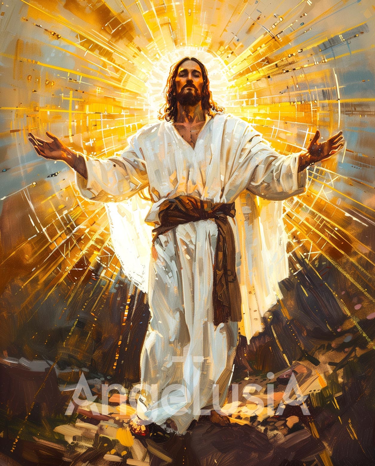 Printed Jesus Painting Poster - Christian Art, Religious Home Decor ...