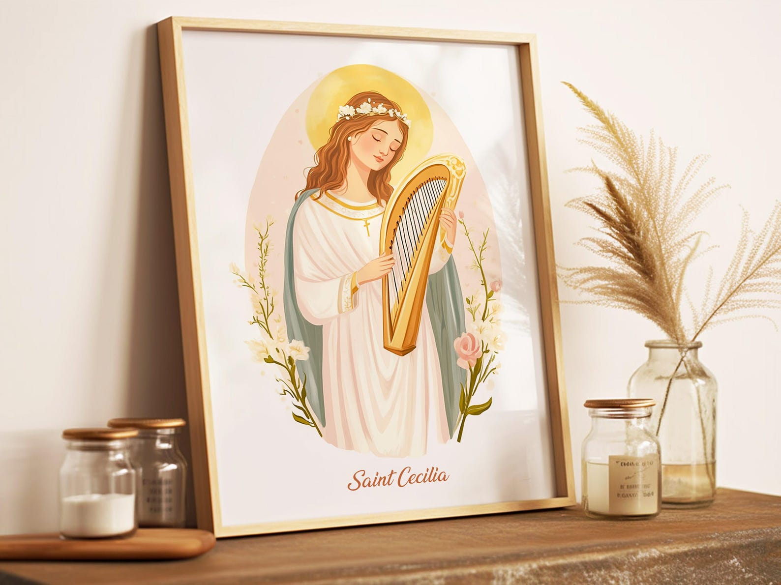 Saint Cecilia Print / Printed Poster of St. Cecilia / Christian Wall ...