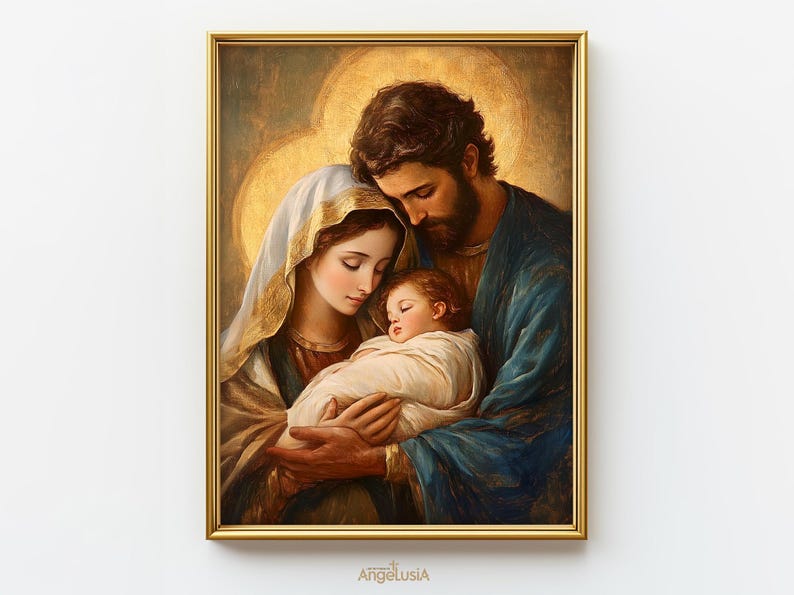 Holy Family Printed Poster / Mary and Joseph With Baby Jesus / Jesus ...