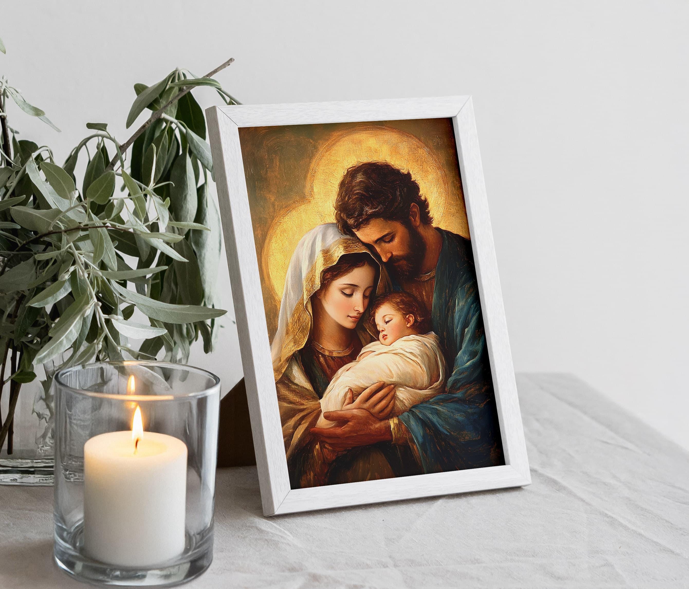 Holy Family Printed Poster / Mary and Joseph With Baby Jesus / Jesus ...