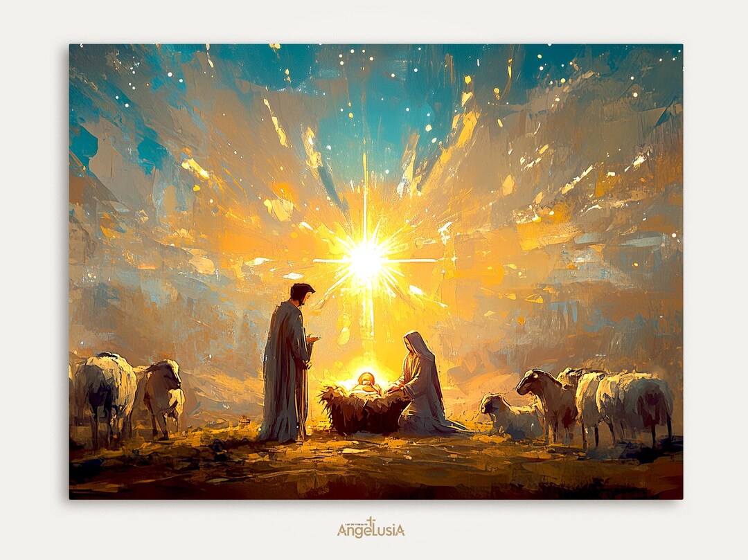 Birth of Jesus Printed Poster | Holy Family Wall Art | Nativity Scene ...