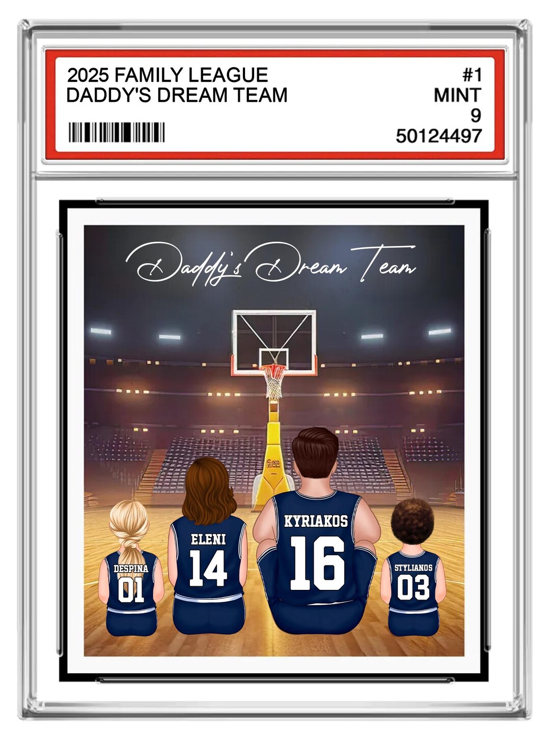 Basketball Daddy's Dream Team No. 1 Dad Man & Kids Sitting Trading Card ...